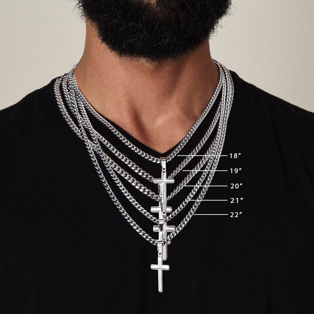 Father's Day Cuban Link Chain Cross Necklace From Daughter